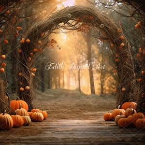Fall Digital Backdrop, Fall Archway Backdrop Photography Composite With ...