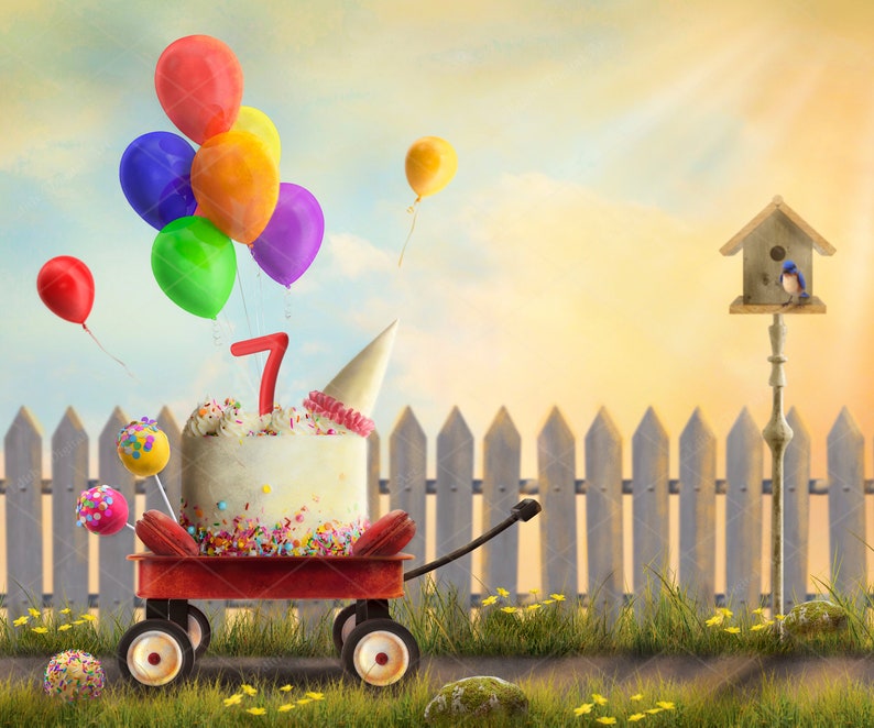 7th Birthday Background for Photography Composite Digital - Etsy