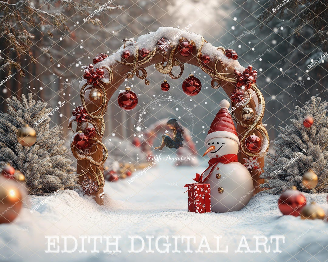 Snowman Digital Backdrop, Christmas Digital Background Photography ...