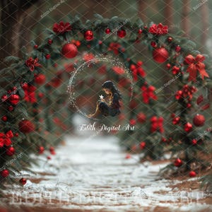 Christmast Arch Digital Backdrop Photography, Snow Woodlands Path ...
