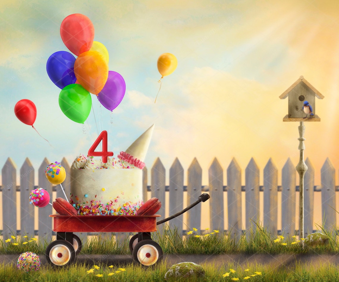 4th Birthday Background for Photography Composite Digital - Etsy