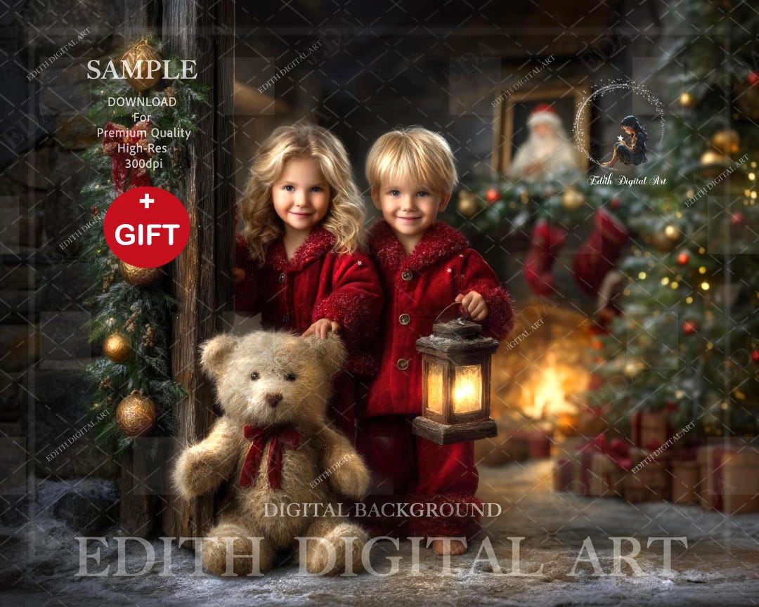 Vintage Christmas Digital Background Photo Composite for Kids and Pets ...