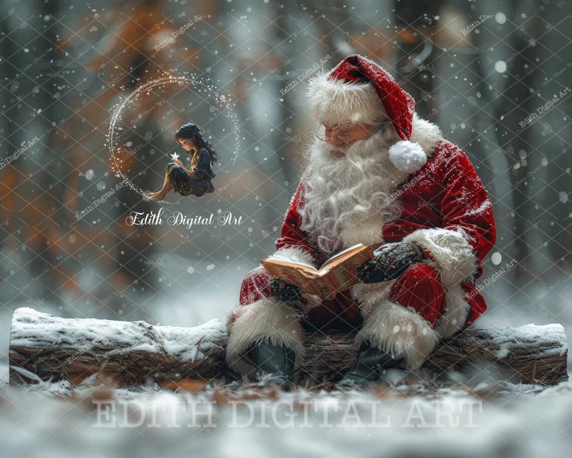 Santa Digital Backdrop Photography Composite, Christmas Background ...