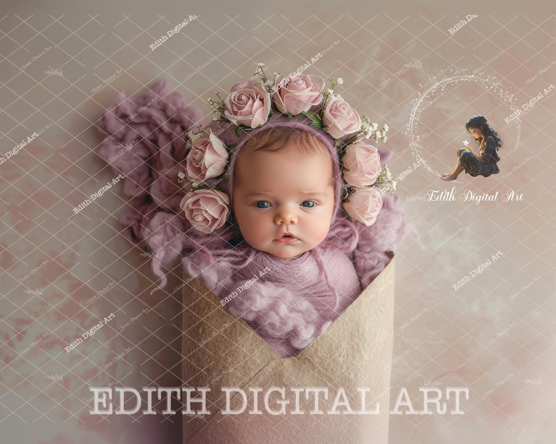 Pink Newborn Digital Backdrop Face Insert, Newborn Faceswap, Add Face ...