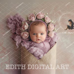 Pink Newborn Digital Backdrop Face Insert, Newborn Faceswap, Add Face ...