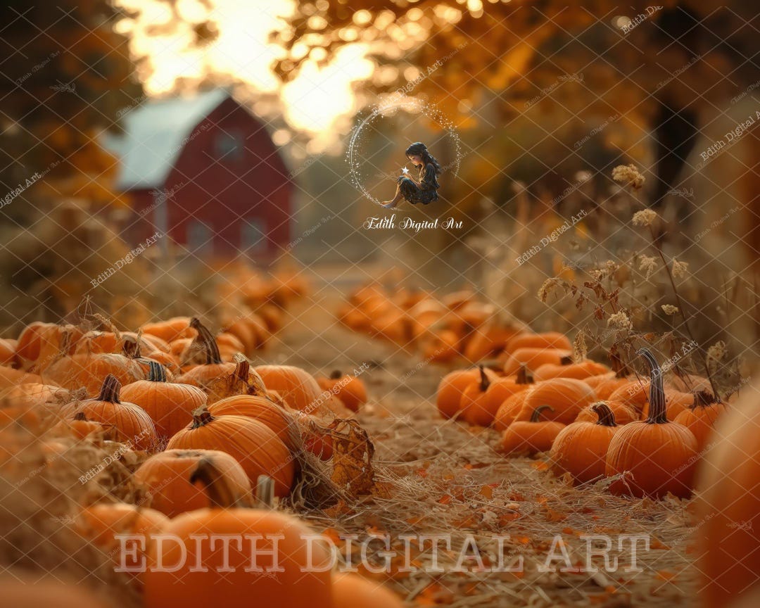 Fall Printable Backdrop for Photography Composites, Autumn Pumpkin ...