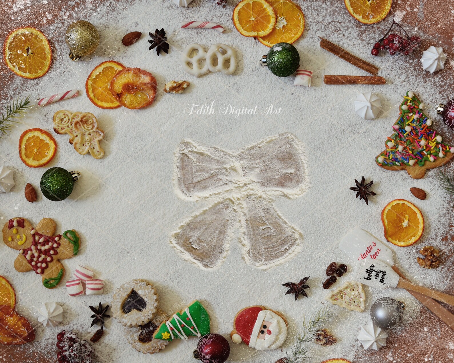 Christmas Digital Background Baking Snow Angel on Flour - Etsy