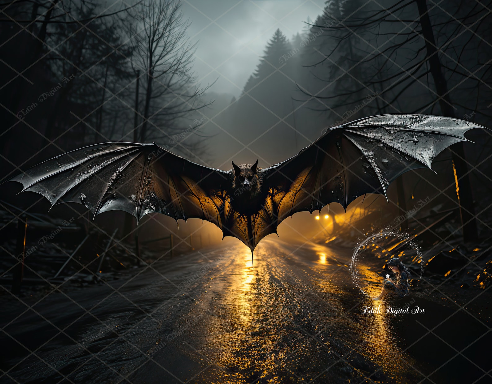 Bat Chase Digital Backdrop, Halloween Digital Backdrop, Halloween ...