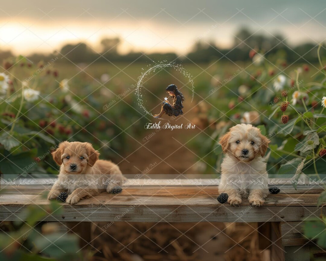 Bench Digital Backdrop, Dogs Digital Background for Photography ...