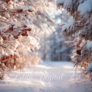 Winter Forest Digital Background, Christmas Digital Backdrop, Snow ...