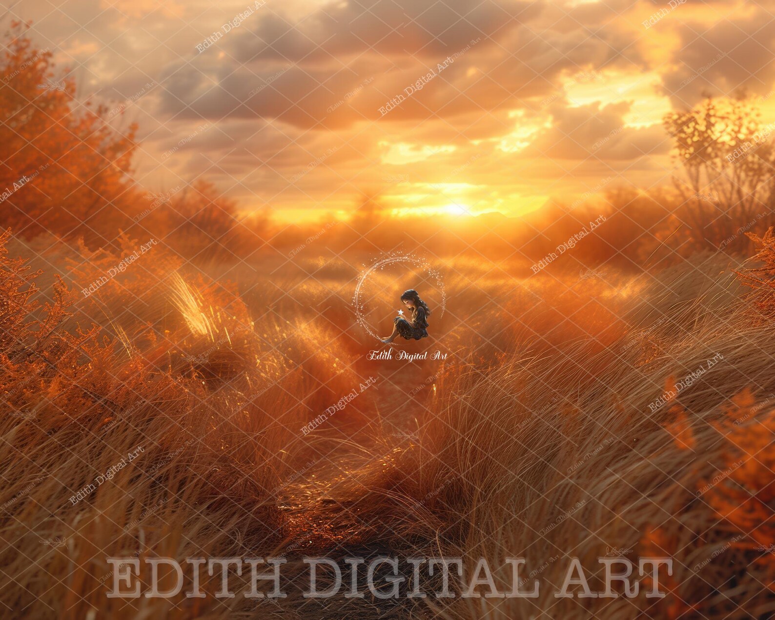 Dreamy Fall Digital Backdrop Photography, Autumn Field, Sunset, Fall ...