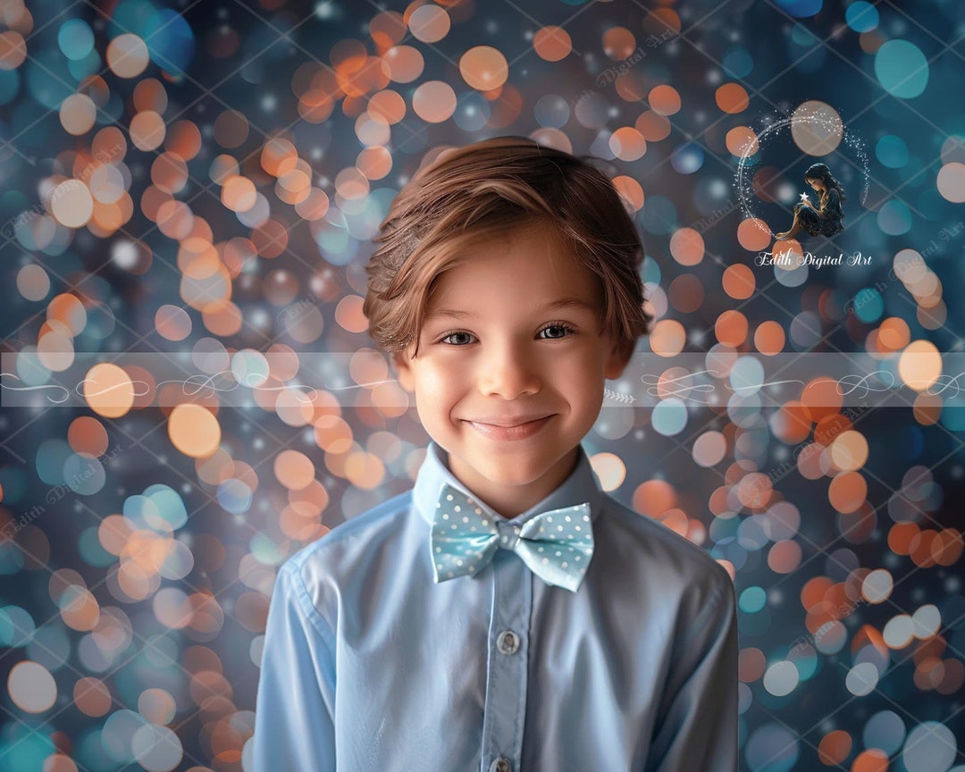 Blue Bokeh Digital Backdrop for Photography Composite, Texture Digital ...