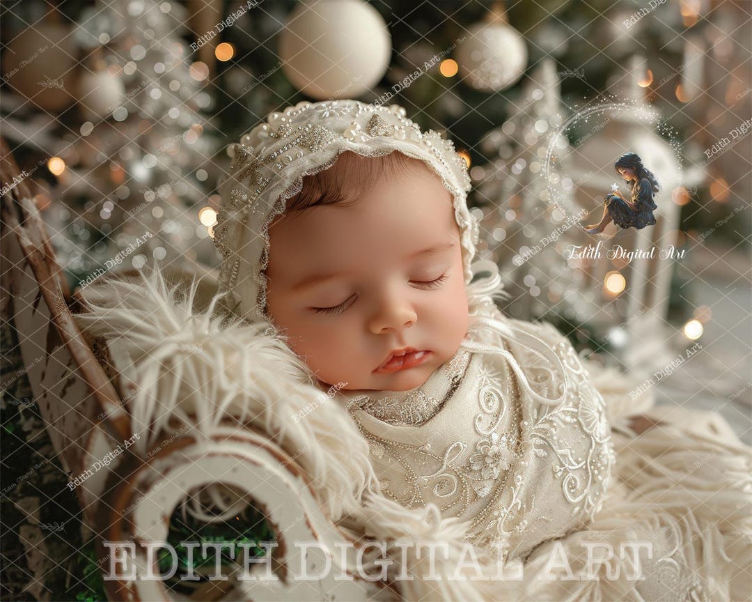 Newborn Digital Background Photography, Newborn Face Insert, White Xmas ...