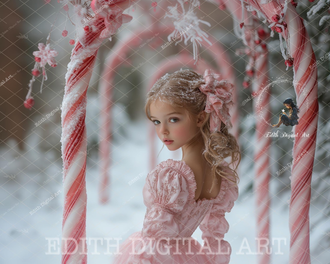 Candycane Arch Backdrop Photography, Christmas Background Digital Photo ...