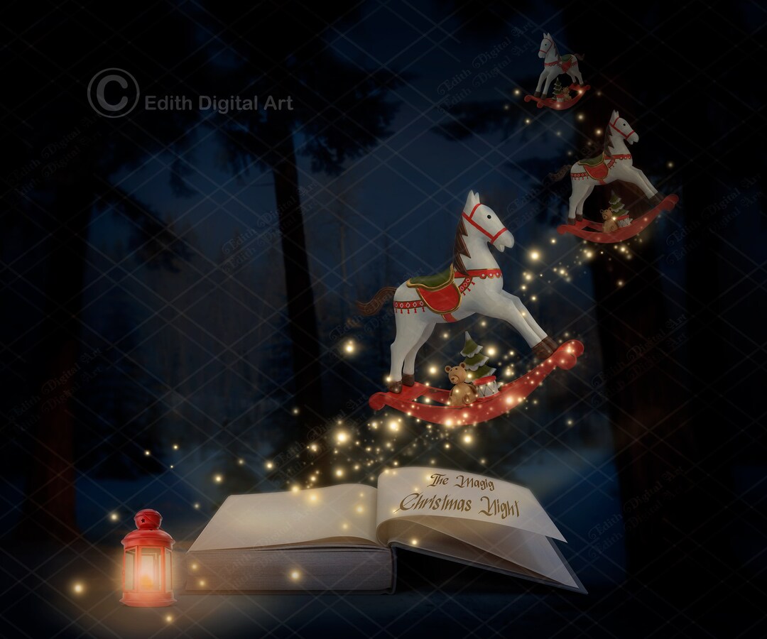 Magic Christmas Digital Backdrop Background, Holiday Christmas Book at ...