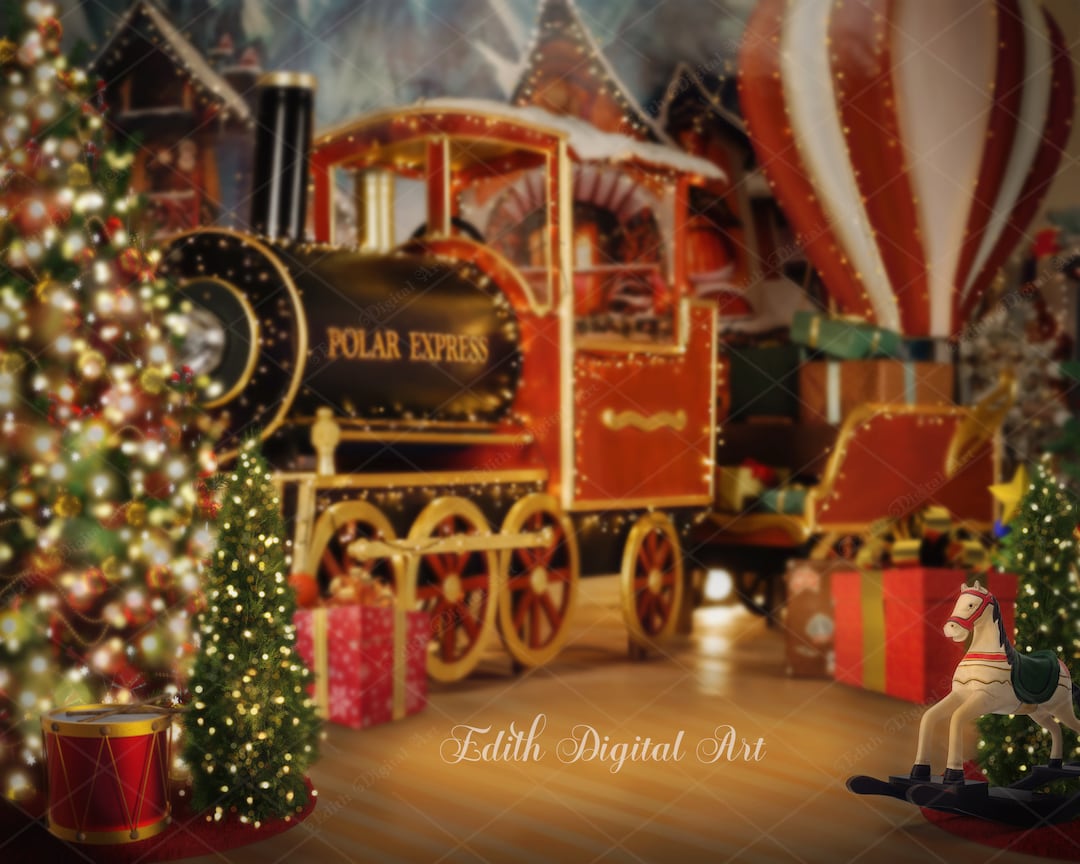 Christmas Digital Backdrop, Polar Express Background, Holidays ...