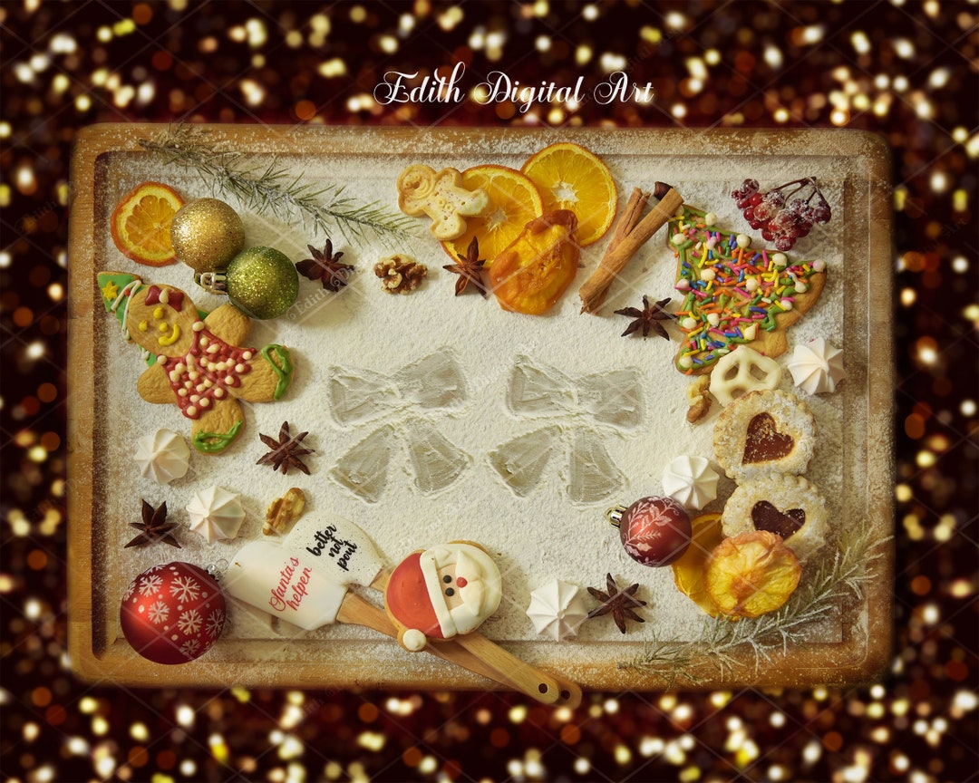Christmas Flour Angels Digital Background Photography Composite, Baking ...
