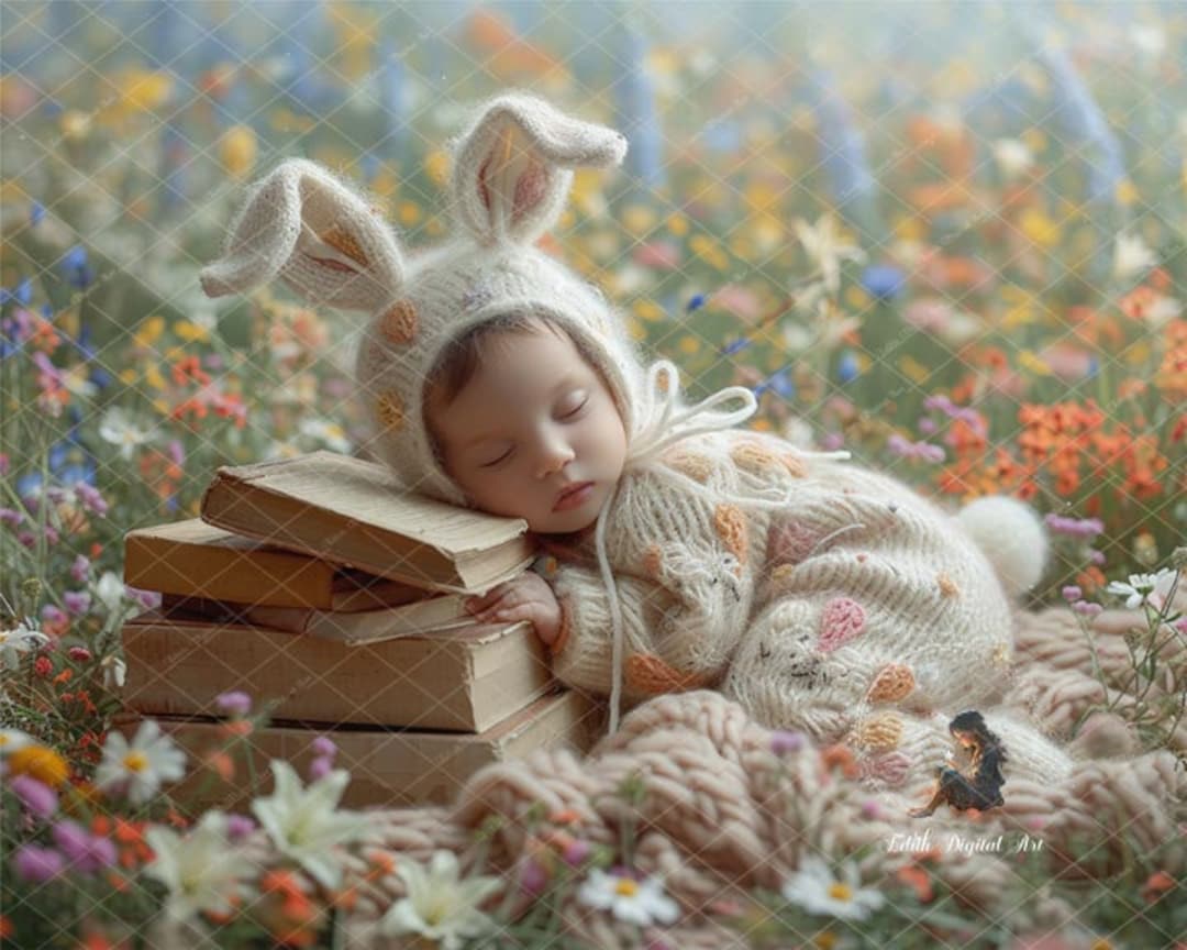 Easter Bunny Newborn Background Photography, Newborn Digital Backdrop ...