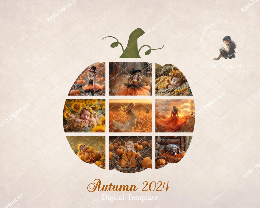 Autumn Digital Pupmpkin Photo Collage Template, Photography Collage PNG ...
