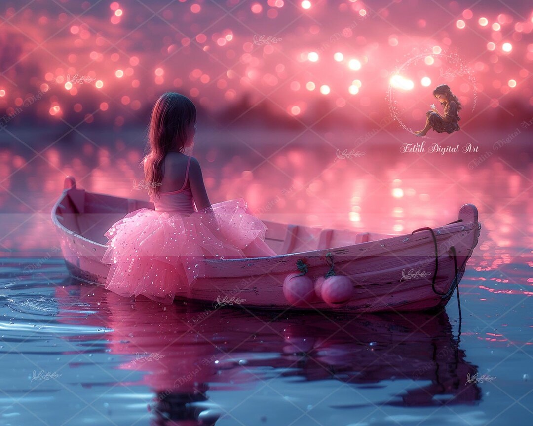 Princess Backdrop Digital Background Photography, Pink Boat Voyage ...