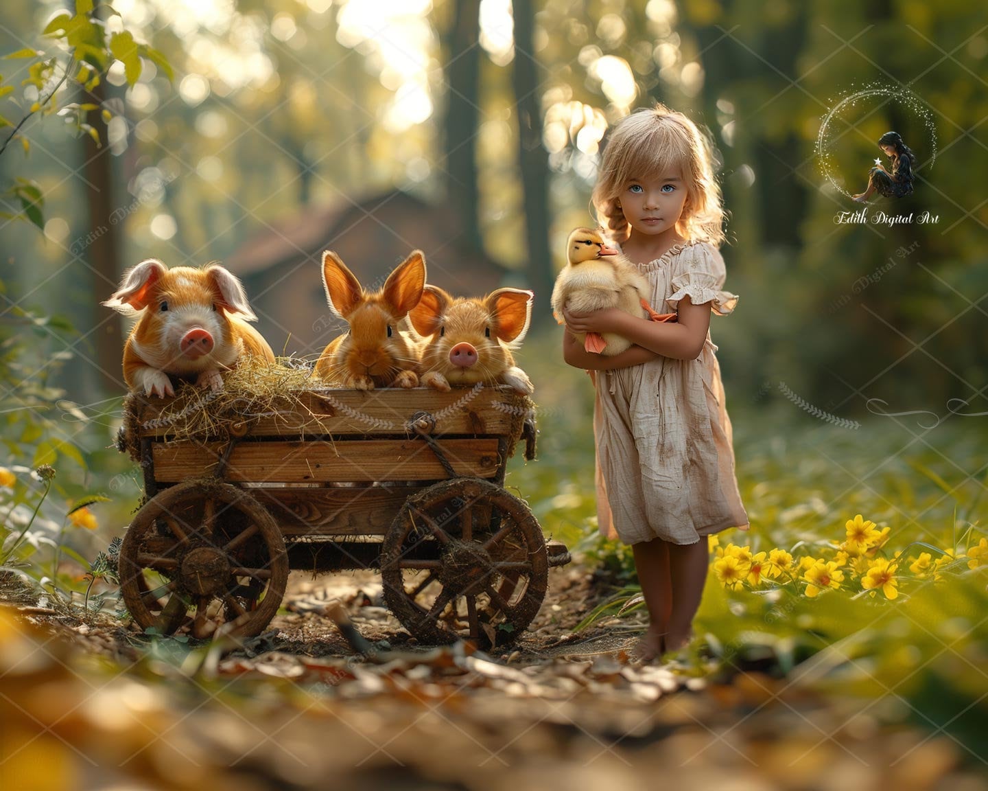 Farm Digital Background, Spring Digital Backdrop, Farm Animals on ...