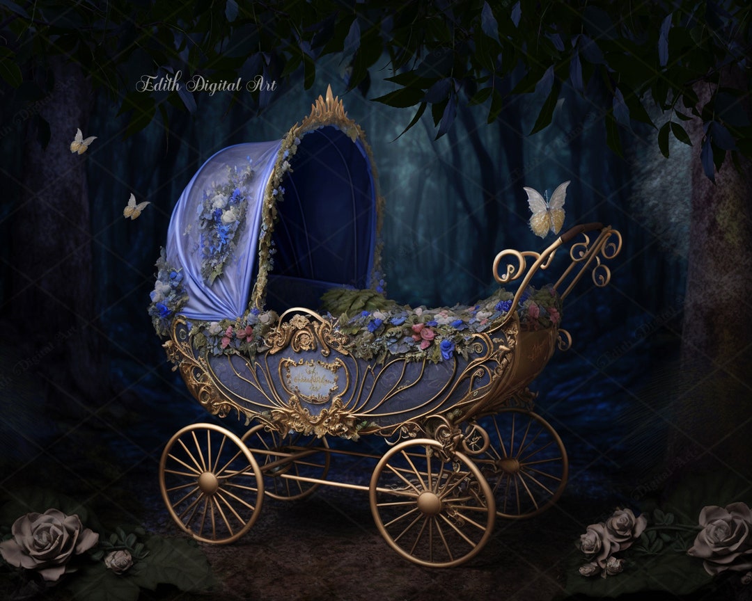 Fairytale Newborn Digital Stroller, Newborn Background, Floral Baby ...