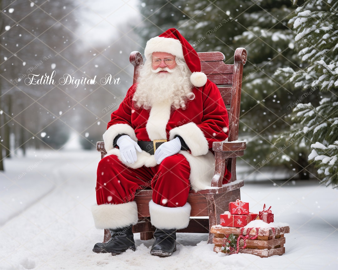 Santa Digital Backdrop Photography, Christmas Digital Background ...