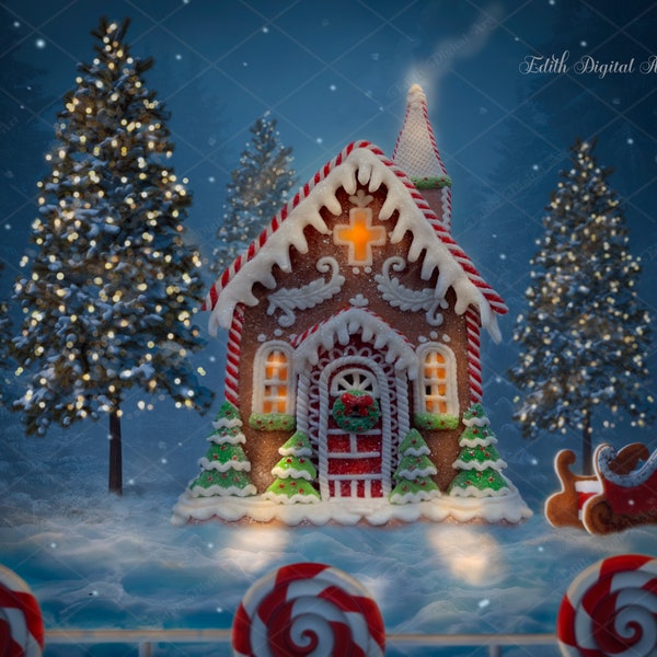 Gingerbread House Photo Backdrop - Etsy