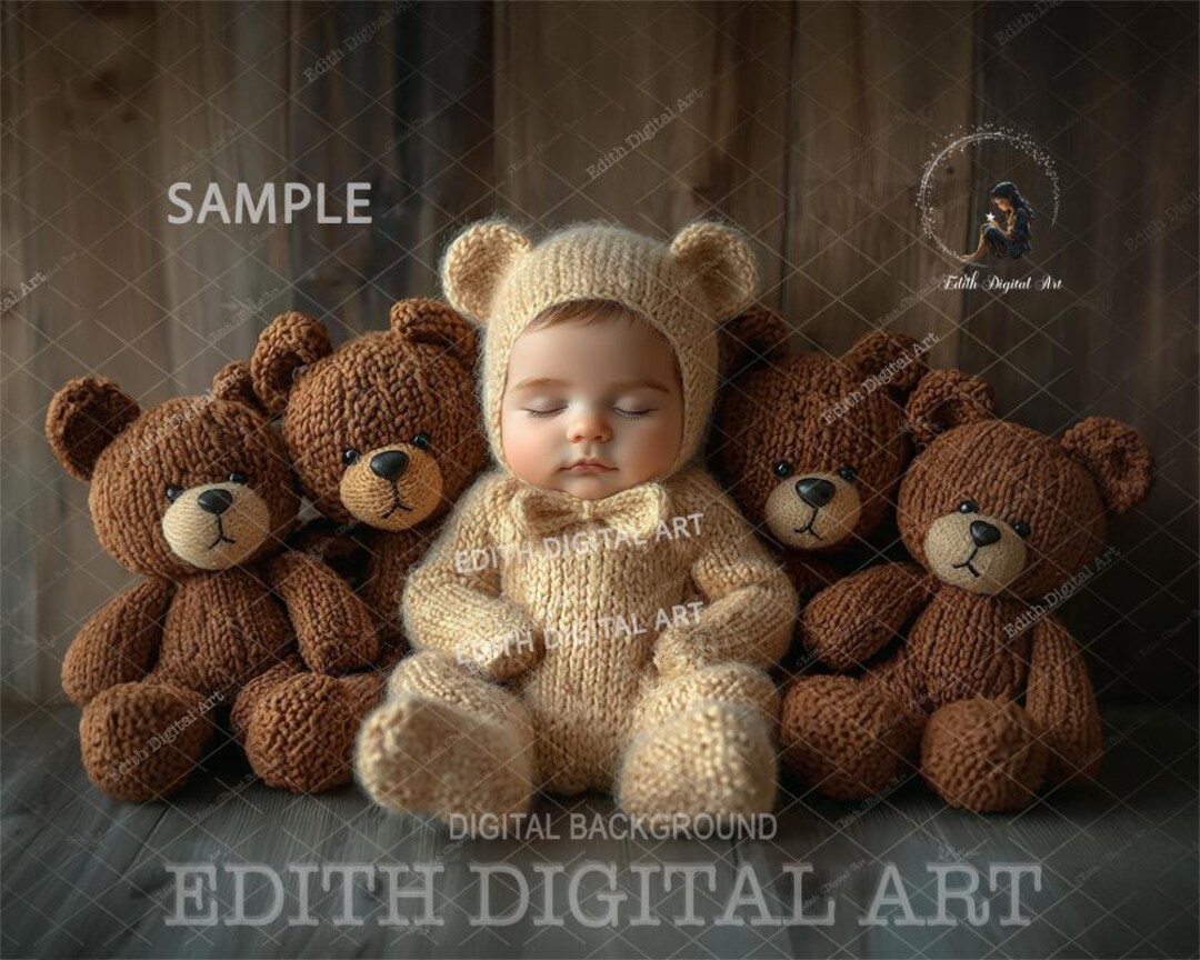 Teddy Bear Newborn Digital Backdrop: Baby Photo Prop (PNG) - Etsy