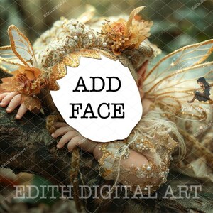 Autumn Newborn Face Insert, Fairy Baby, Add Face Digital Backdrop ...