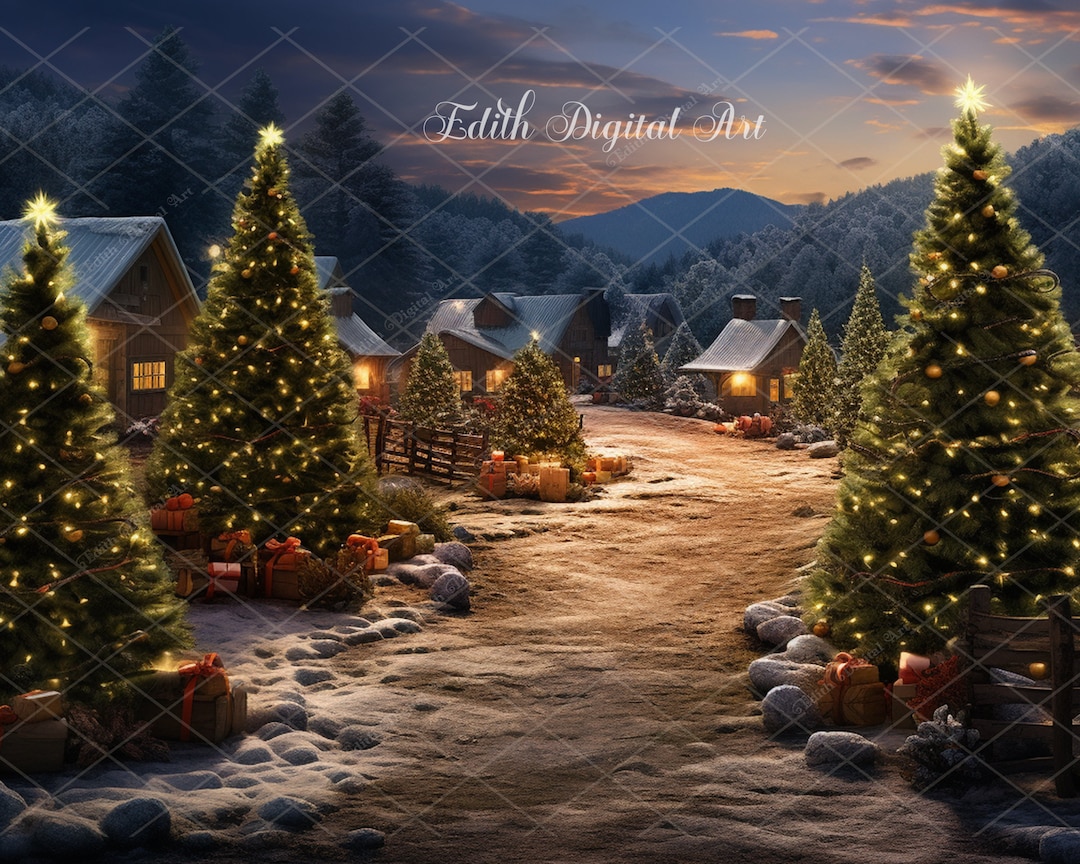 Christmas Digital Backdrop Photography Composite, Christmas Tree Shop ...