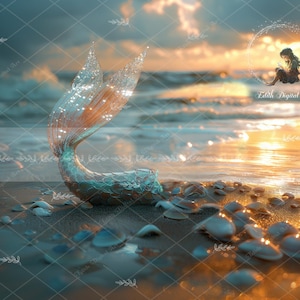 Mermaid Digital Background for Photography, Mermaid Tail Digital ...