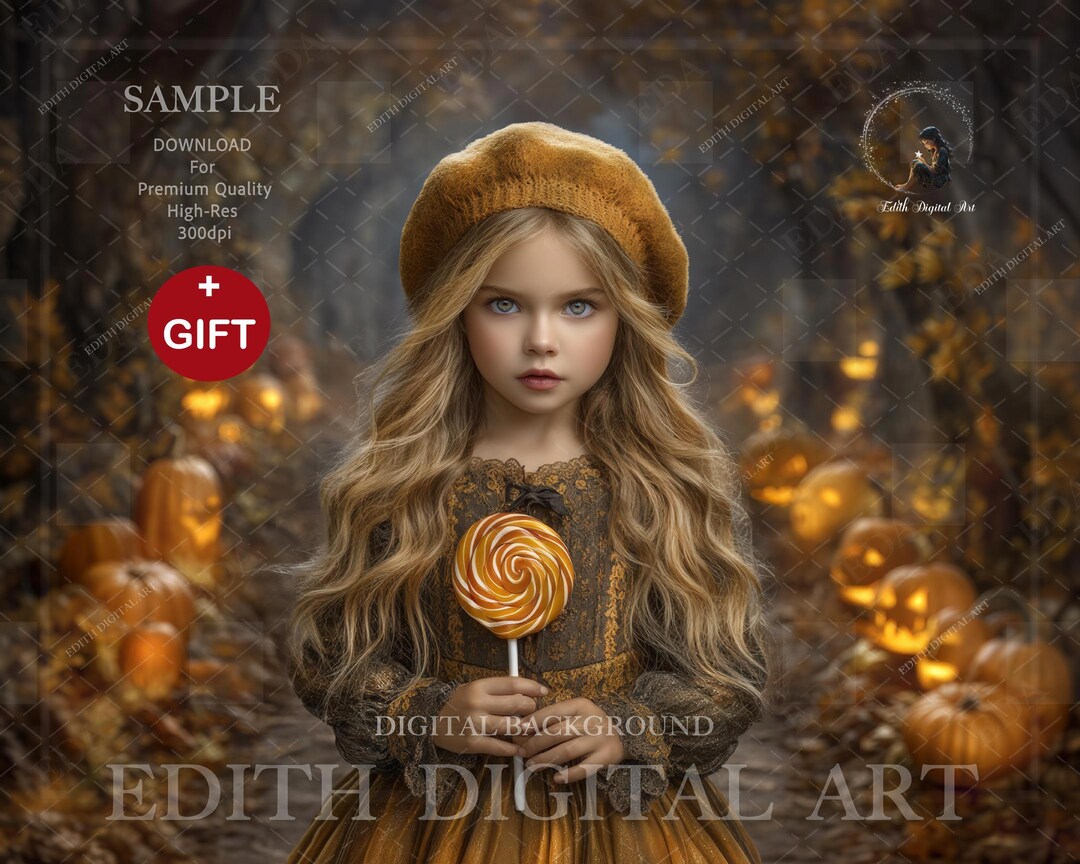 Halloween Digital Backdrop for Children Photography Composites, Spooky ...
