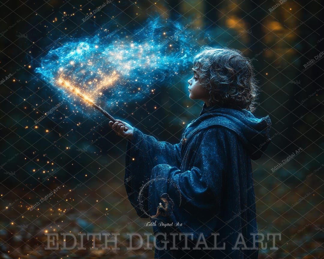 Wizard Magic Wand Digital Backdrop, Halloween Digital Background ...