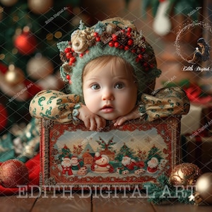 Christmas Newborn Digital Backdrop, Christmas Gift Box, Baby Photo ...
