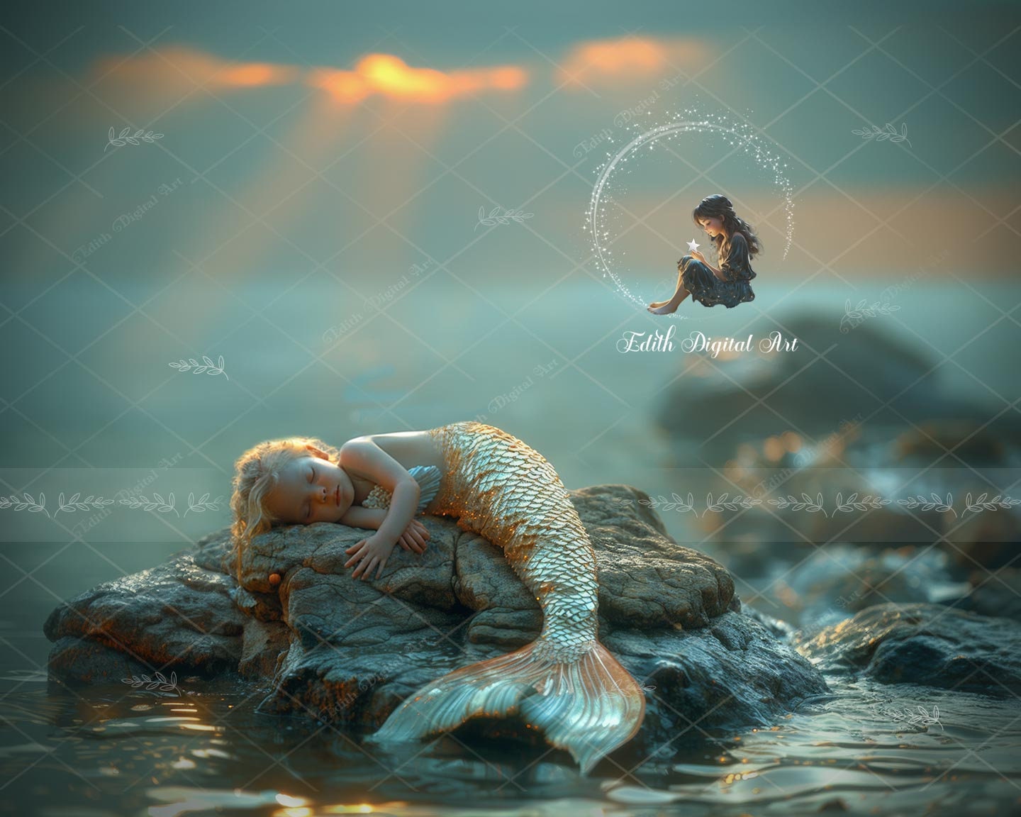 Mermaid Digital Backdrop for Photography, Mermaid Tail Digital ...