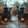 Ghost Halloween Backdrop Background Composite, Gothic Cemetery ...