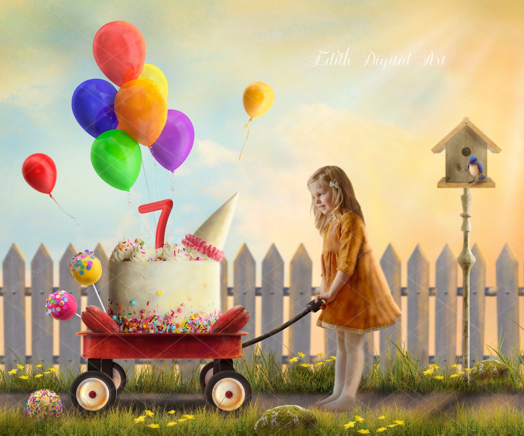 Buy 7th Birthday Background for Photography Composite, Digital Backdrop ...