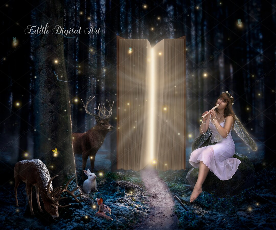 Echanted Forest Digital Background, Fairytale Digital Backdrop Book ...