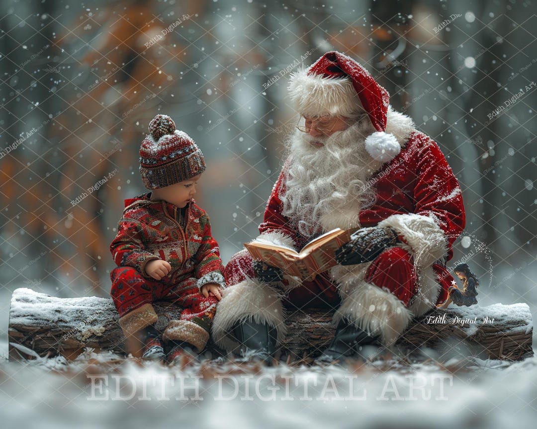 Santa Digital Backdrop Photography Composite, Christmas Background ...