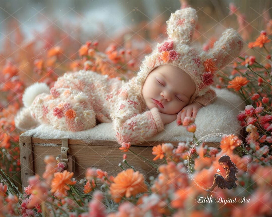Easter Bunny Newborn Digital Background Photography, Newborn Backdrop ...