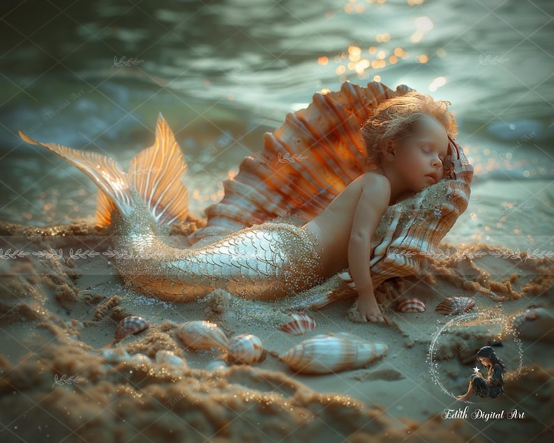 Mermaid Digital Backdrop for Photography, Mermaid Tail Digital ...