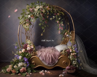 Newborn Swing Digital Backdrop, Baby Digital Background, Floral Baby ...