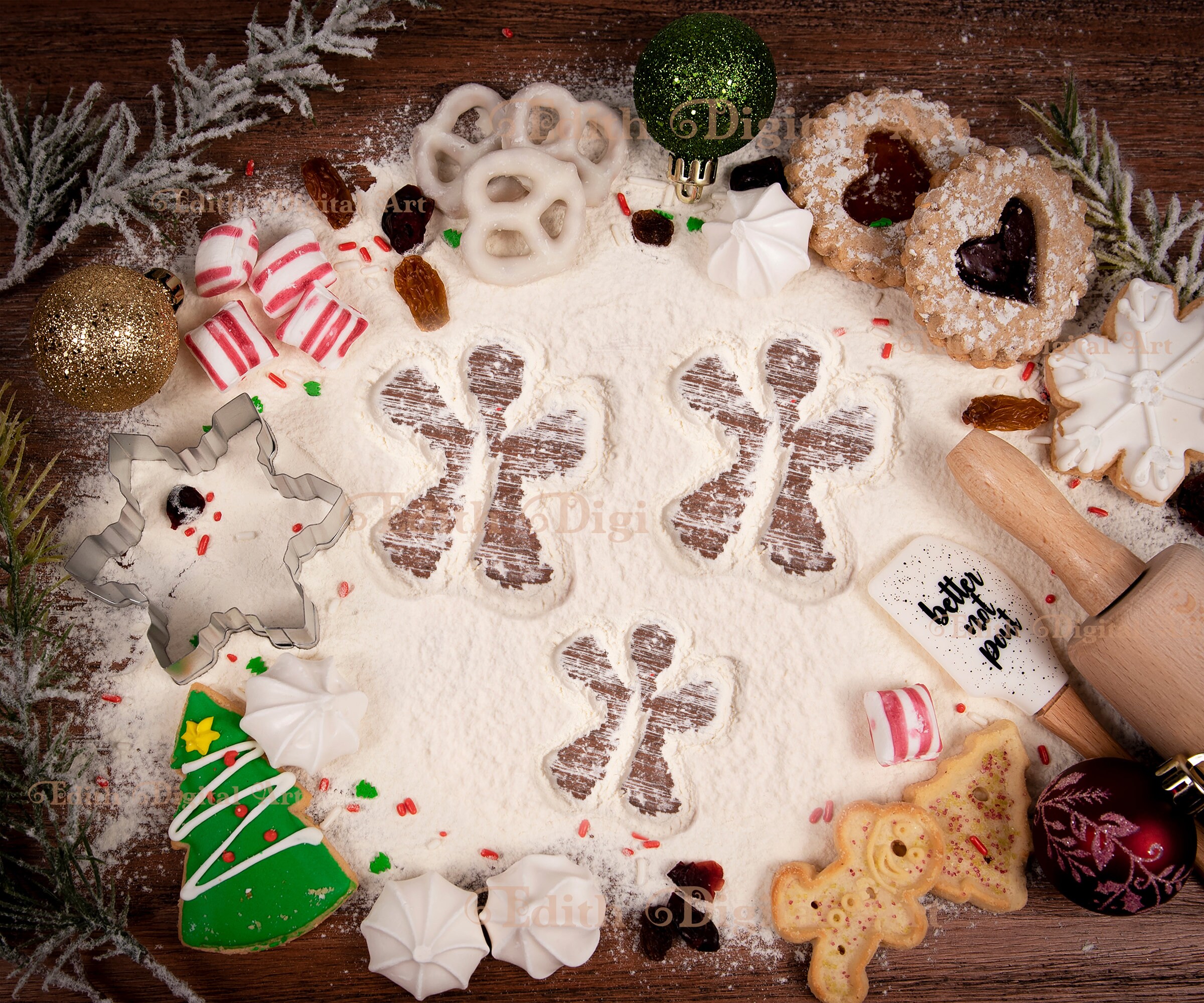 Christmas Baking Flour Angels Digital Backdrop Photography for | Etsy