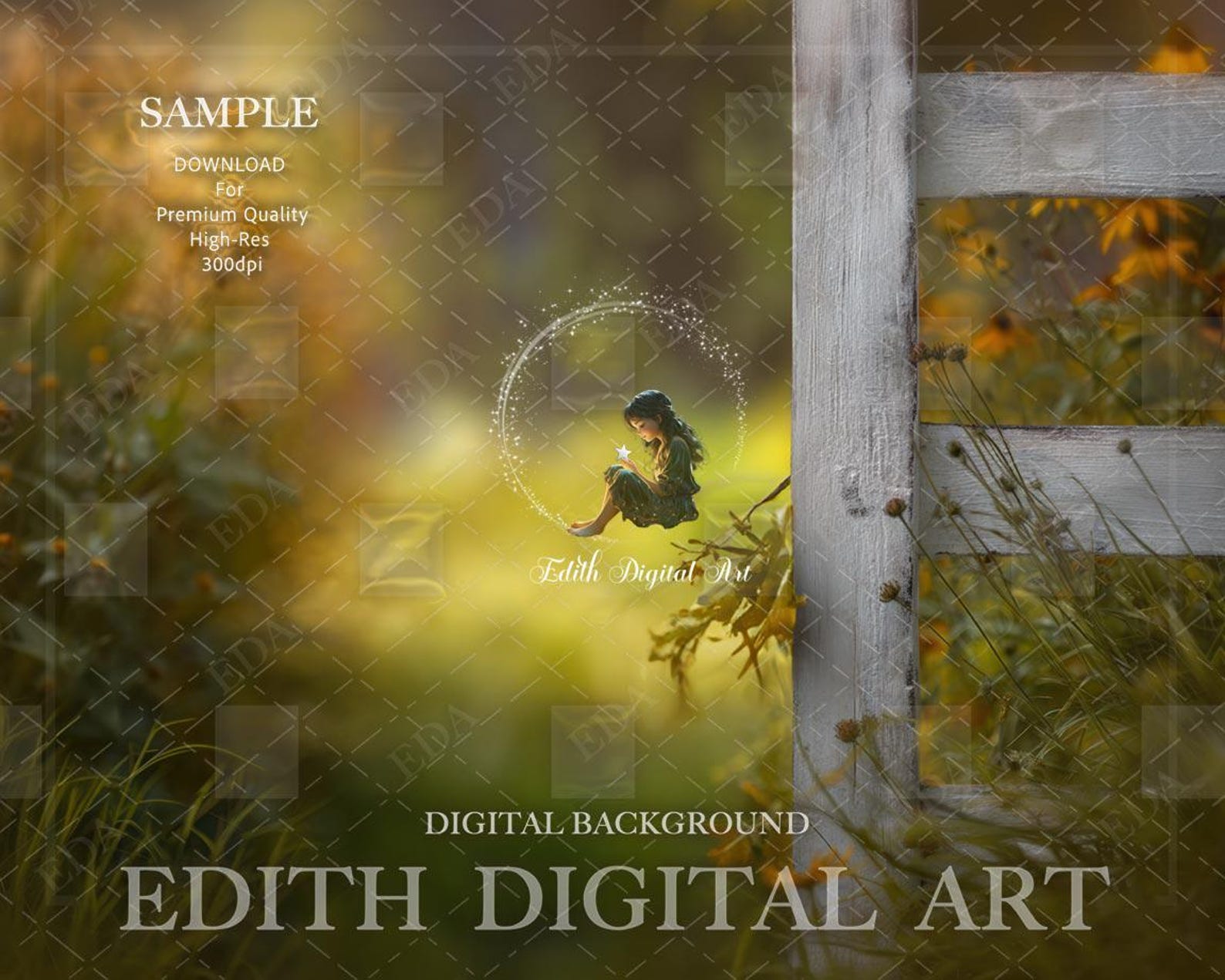 Rustic Fence Digital Backdrop Photography, Spring & Summer Flower ...
