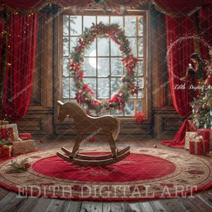 Magical Christmas Digital Backdrop, Christmas Horse Christmas Digital ...