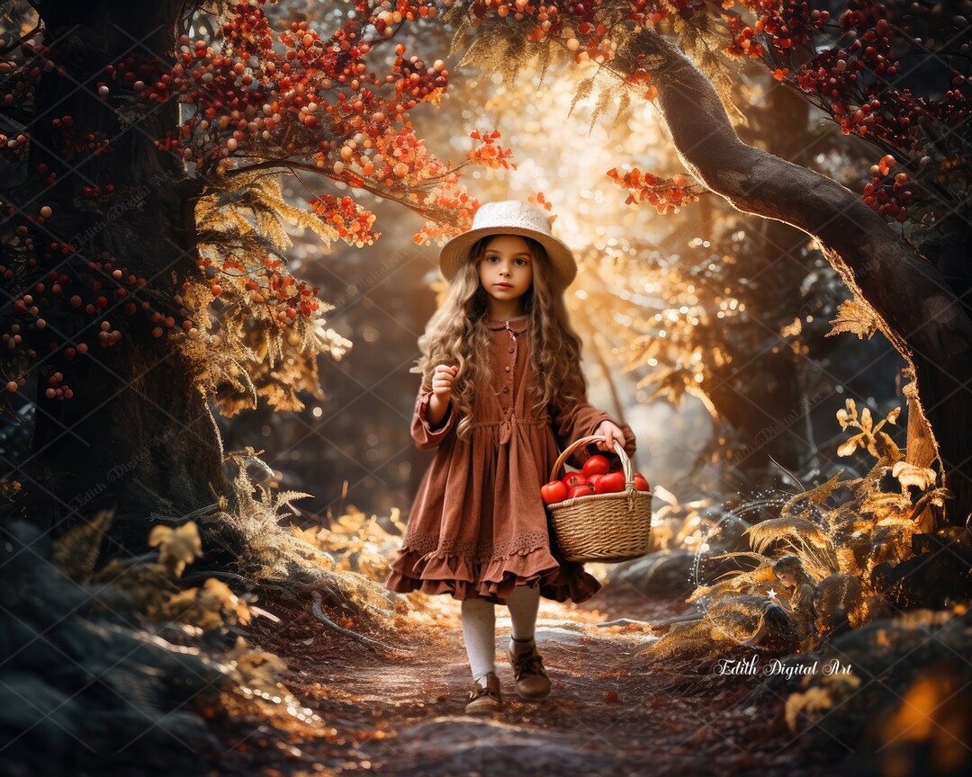 Autumn Digital Backdrop, Fall Backdrop Path Photography Composite With ...