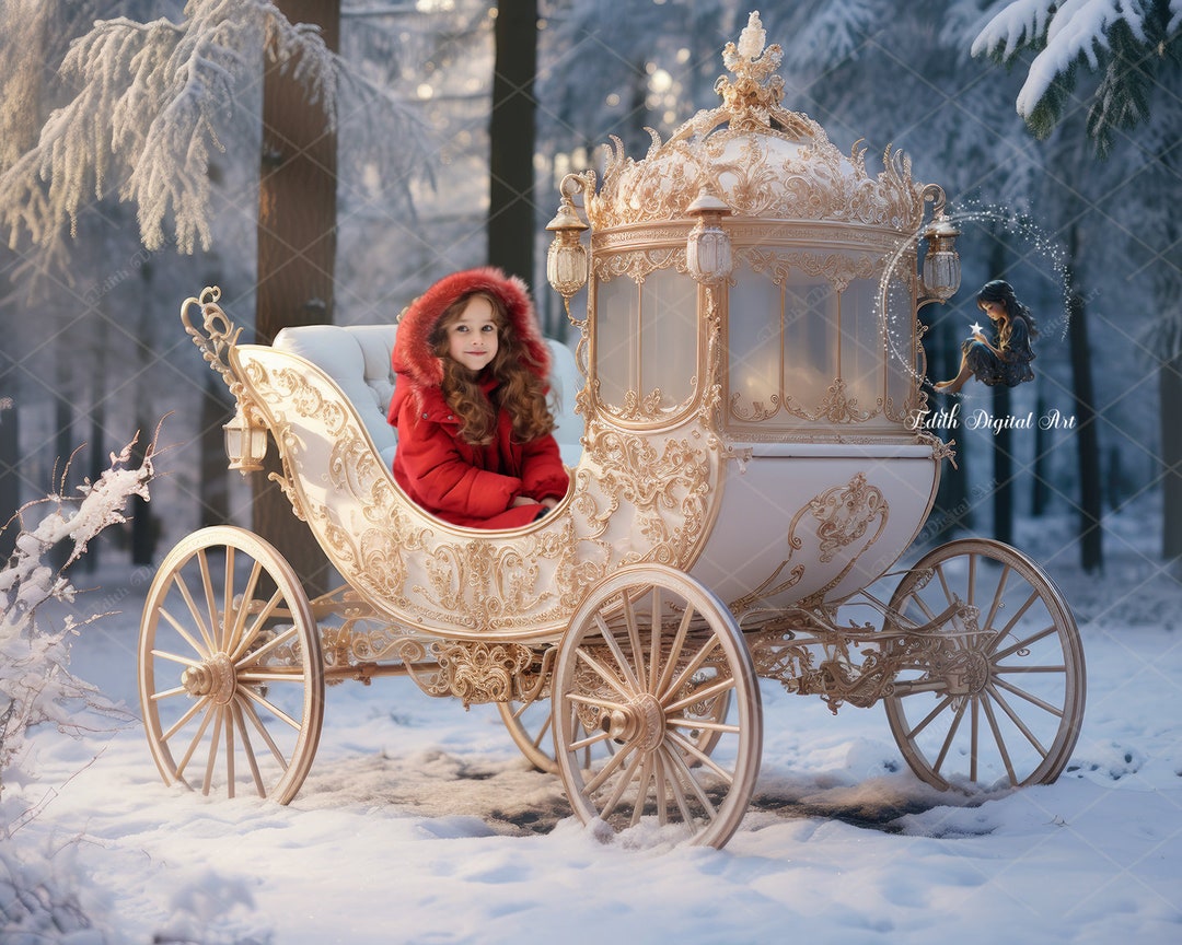 Princess Carriage Background Photography, Christmas Digital Backdrop ...