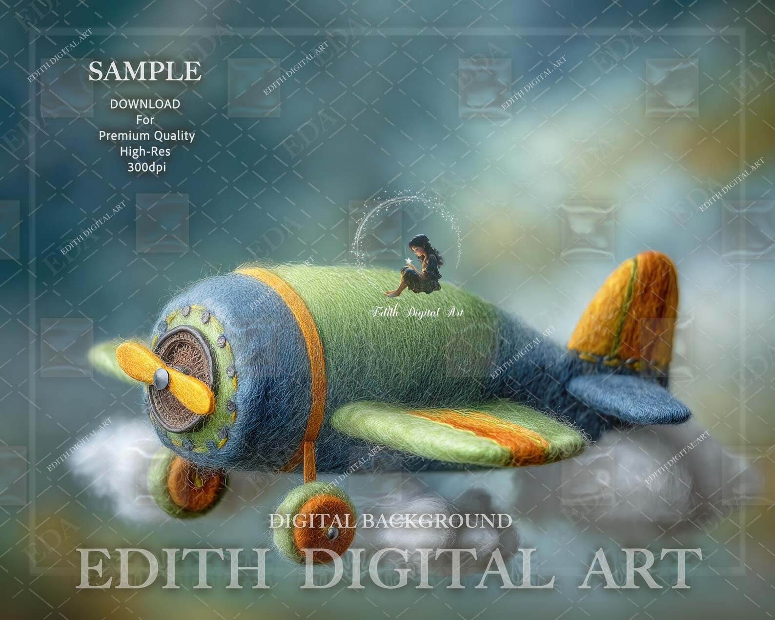 Airplane Digital Backdrop Newborn Photography, Felted Plane Background ...