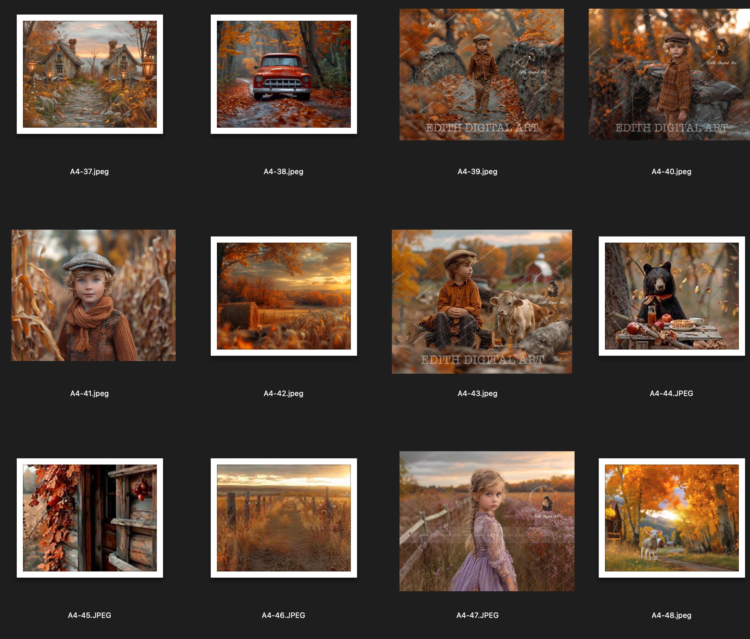 Autumn Digital Backdrops, Fall Digital Backgrounds Photography, 80 ...